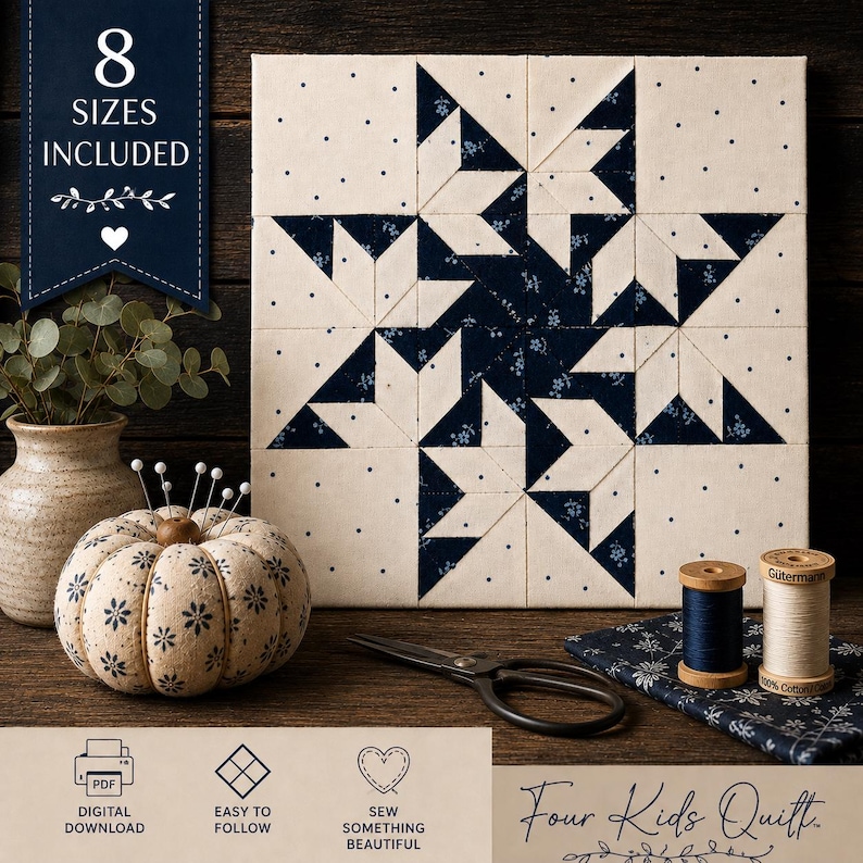 Prairie Swallows Star Quilt Block Foundation Paper Piecing PDF Pattern ...