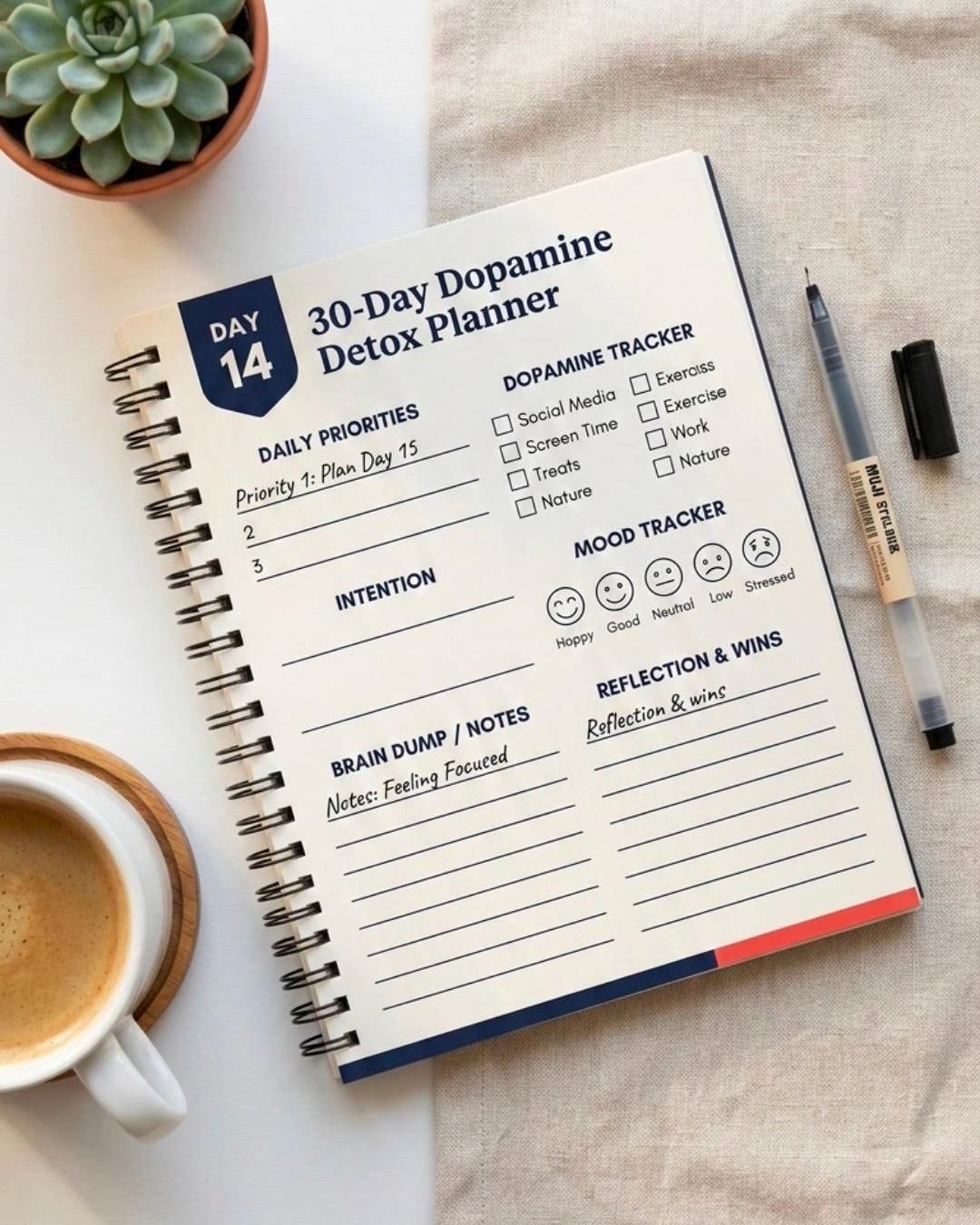 30 Day Dopamine Detox Planner Printable PDF - Etsy UK