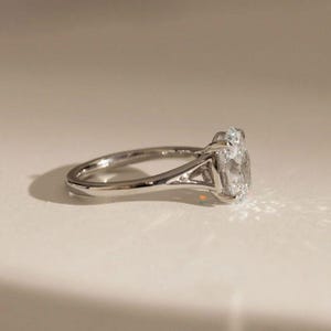 2CT Oval Cut Lab Grown Diamond Cathedral Set Solitaire Ring Forever One ...