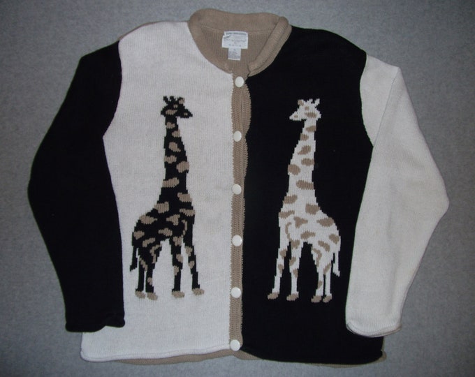Safari Long Neck Giraffe Sweater Long Sleeve Button up Tacky Gaudy Ugly ...