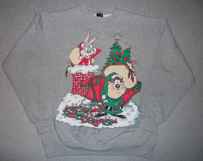 Bugs Bunny Santa Claus Tasmanian Taz Devil Christmas Sweatshirt Tacky ...