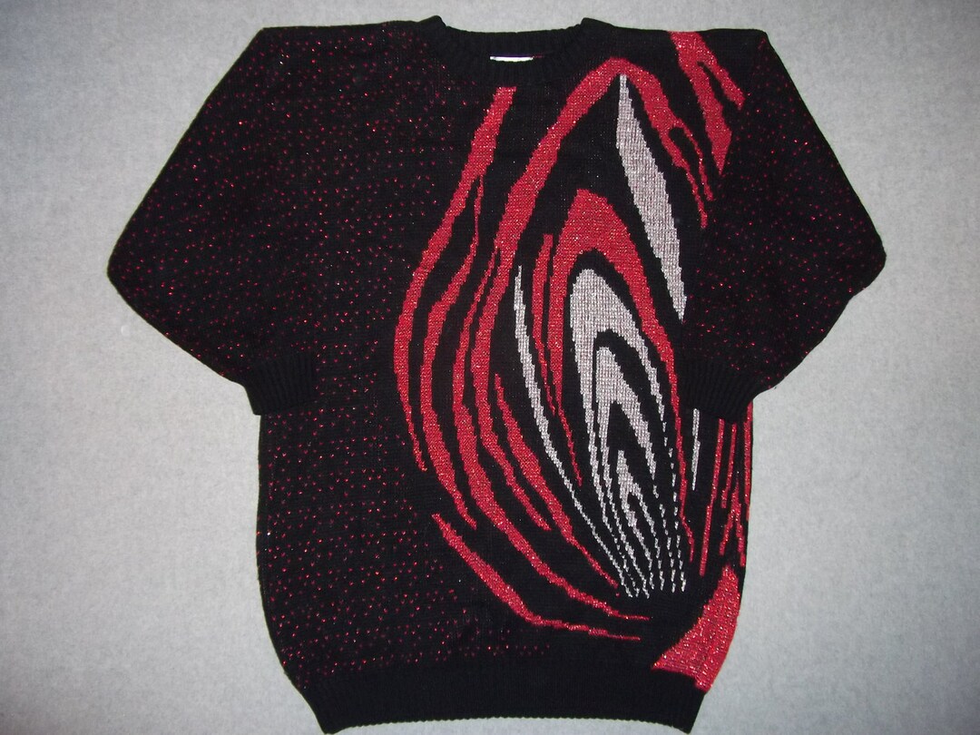 80s 90s Hipster Outer Space Odyssey Black Hole Sparkle Sweater Tacky ...