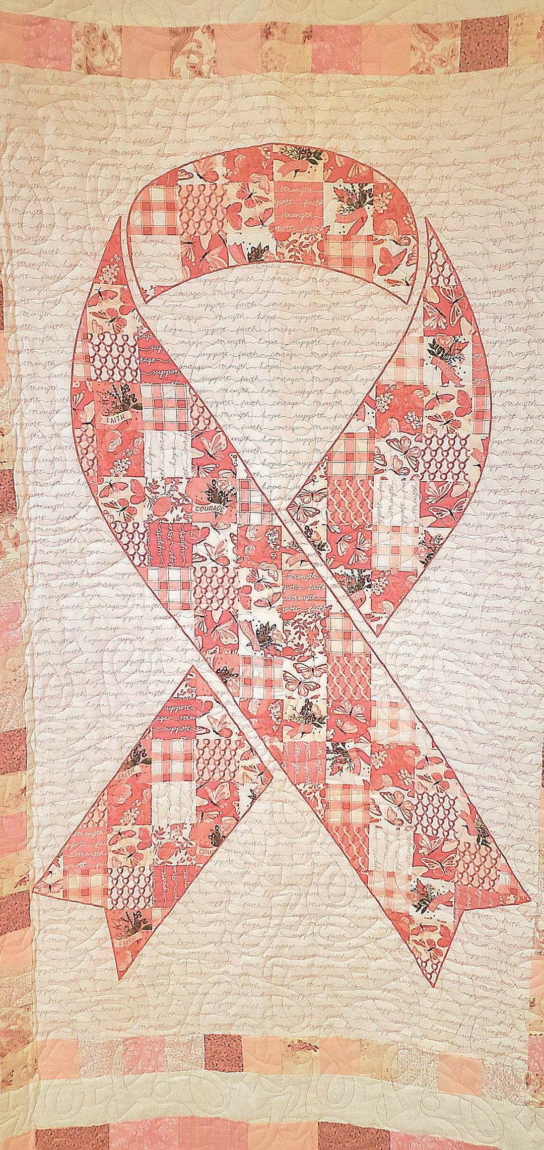 Breast Cancer Ribbon Quilt - Etsy