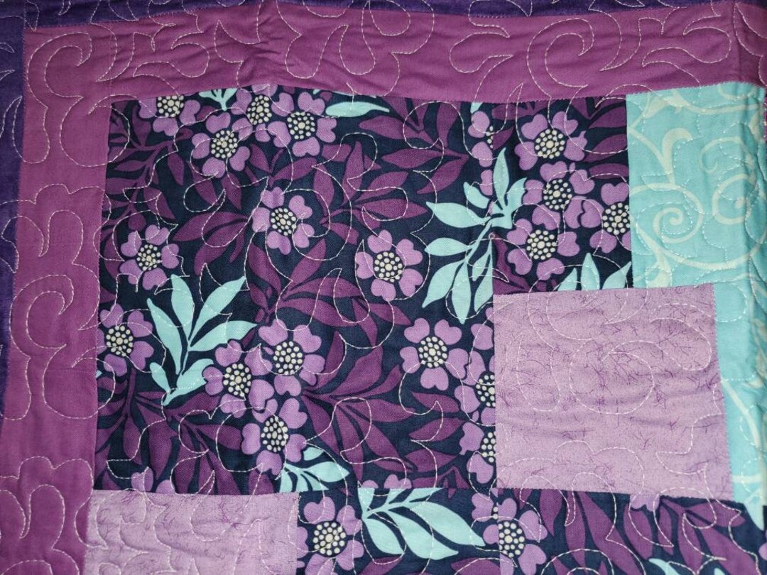 Purple and Blue Flower Quilt - Etsy