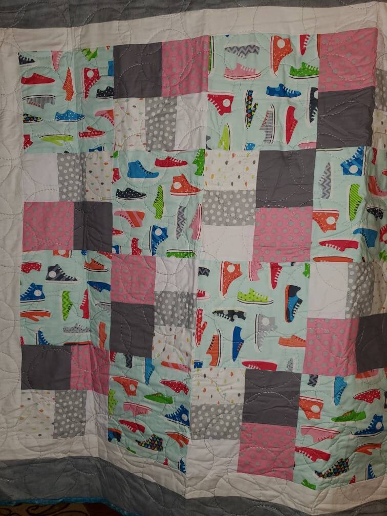 Handmade Sneaker Themed Quilt - Etsy