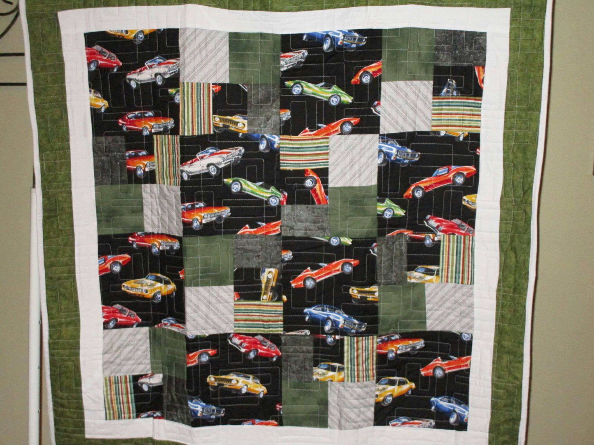 Classic Cars Quilt in Green and Black - Etsy