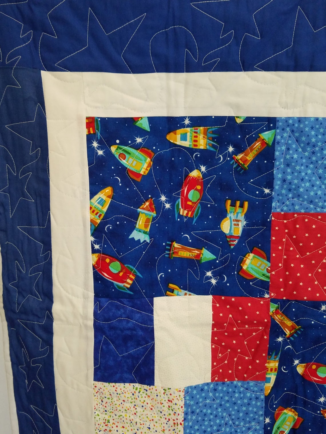 Kids Rocket Ship Fun Quilt - Etsy