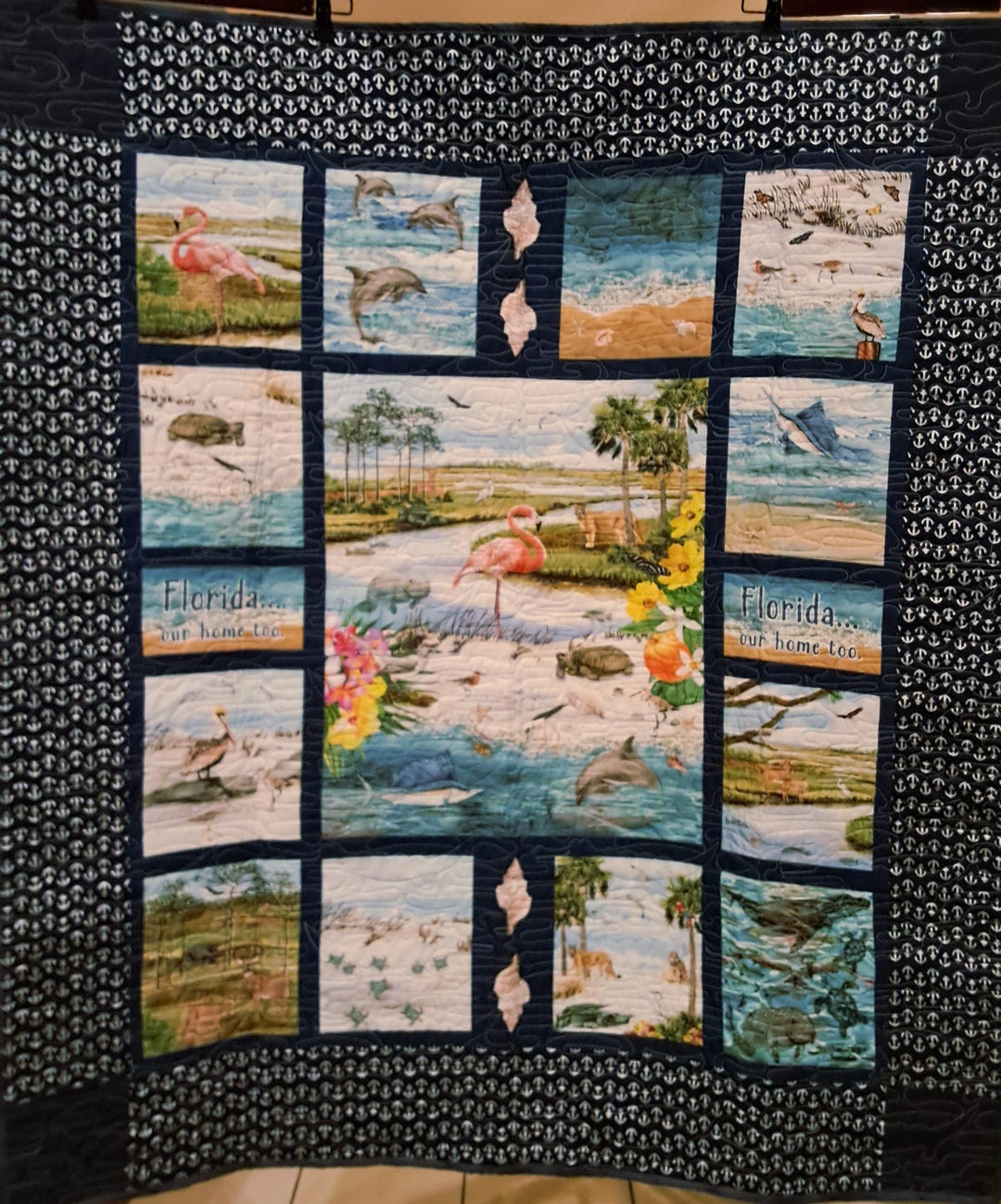 Florida Theme Quilt, Alligator Stitching (46 X 51 Inches) - Etsy