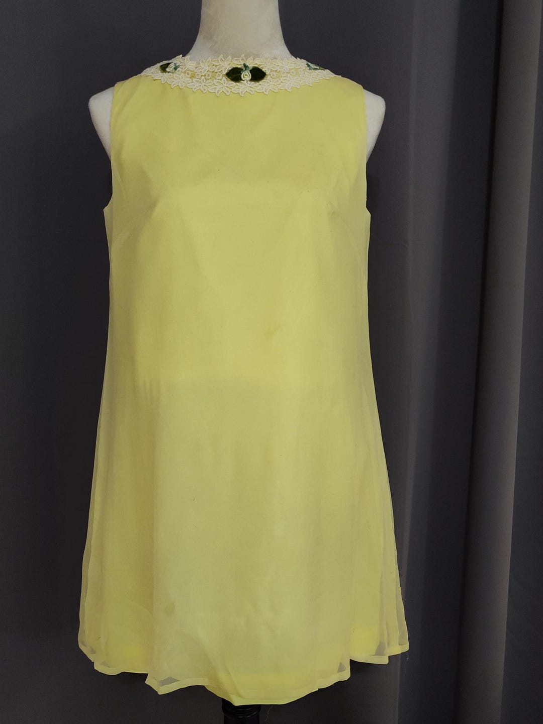 Vintage Yellow 60s Mini Dress Small - Etsy