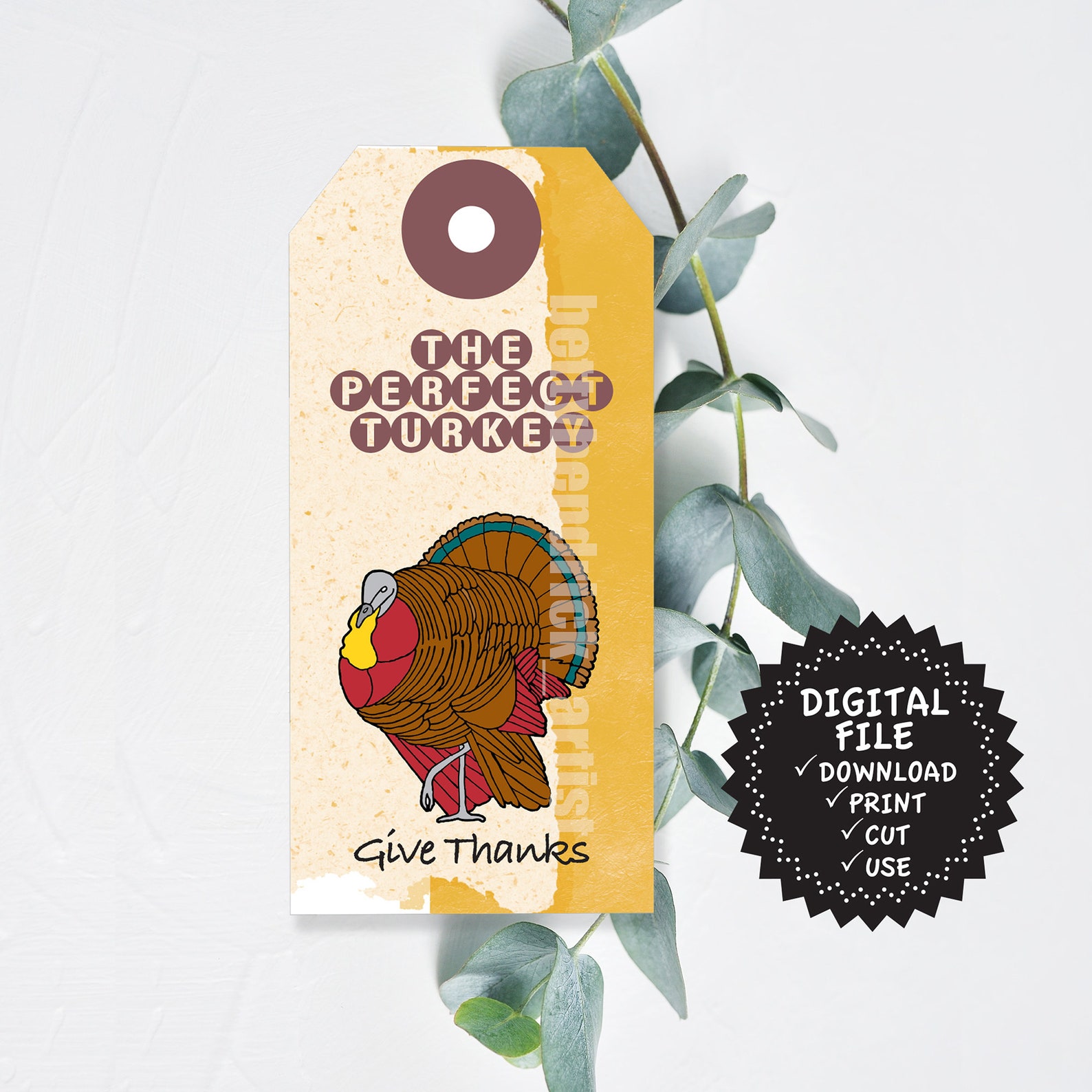 Turkey Thank You Tags Printable the Prefect Turkey DIY - Etsy