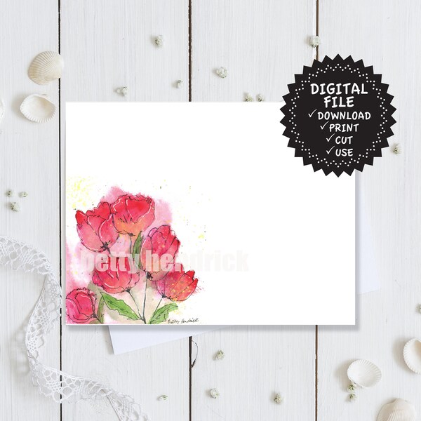 Rose Note Card - Etsy