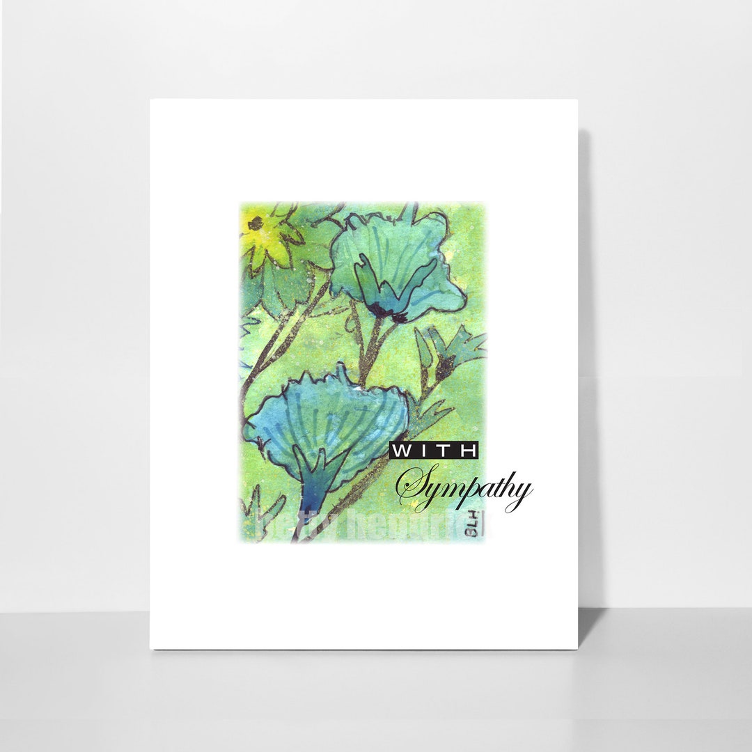 Blue Floral With Sympathy Card, With Sympathy Folded Card, Envelope ...