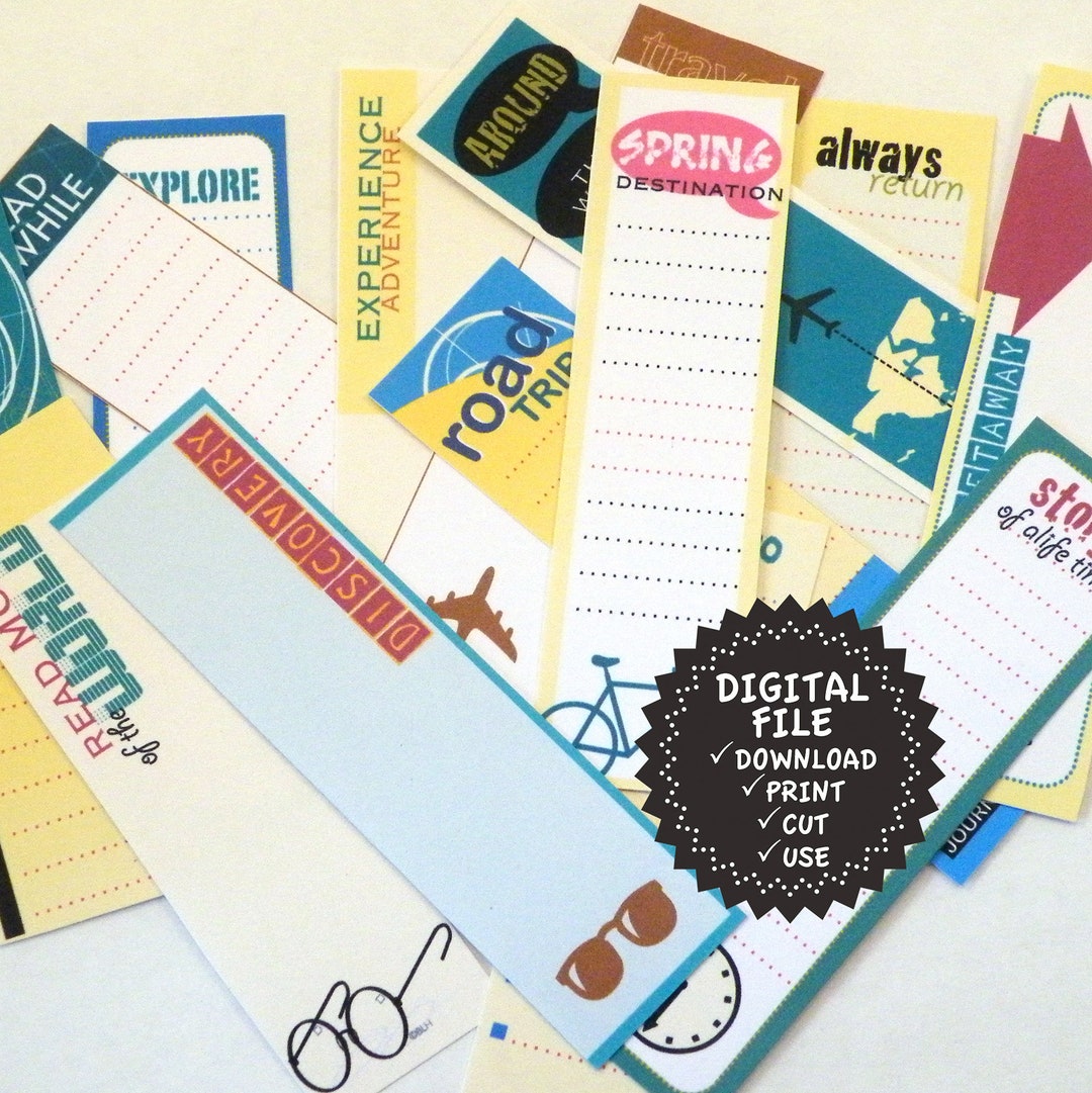 Travel Bookmarks Printable Book Marks for Journal Gift Tag Friends ...