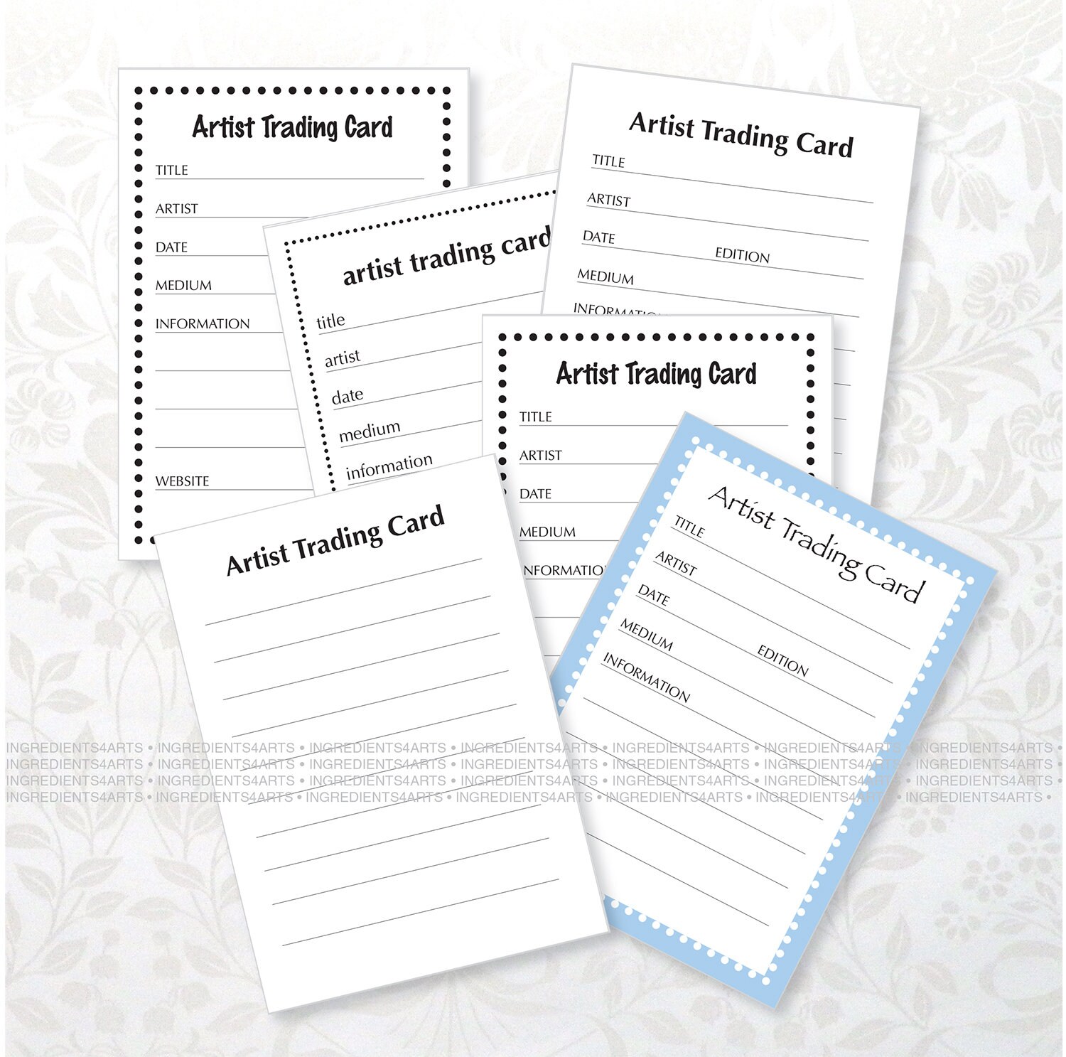 40 Artist Trading Cards Backs ATC Card Backs Digital Artist - Etsy Canada