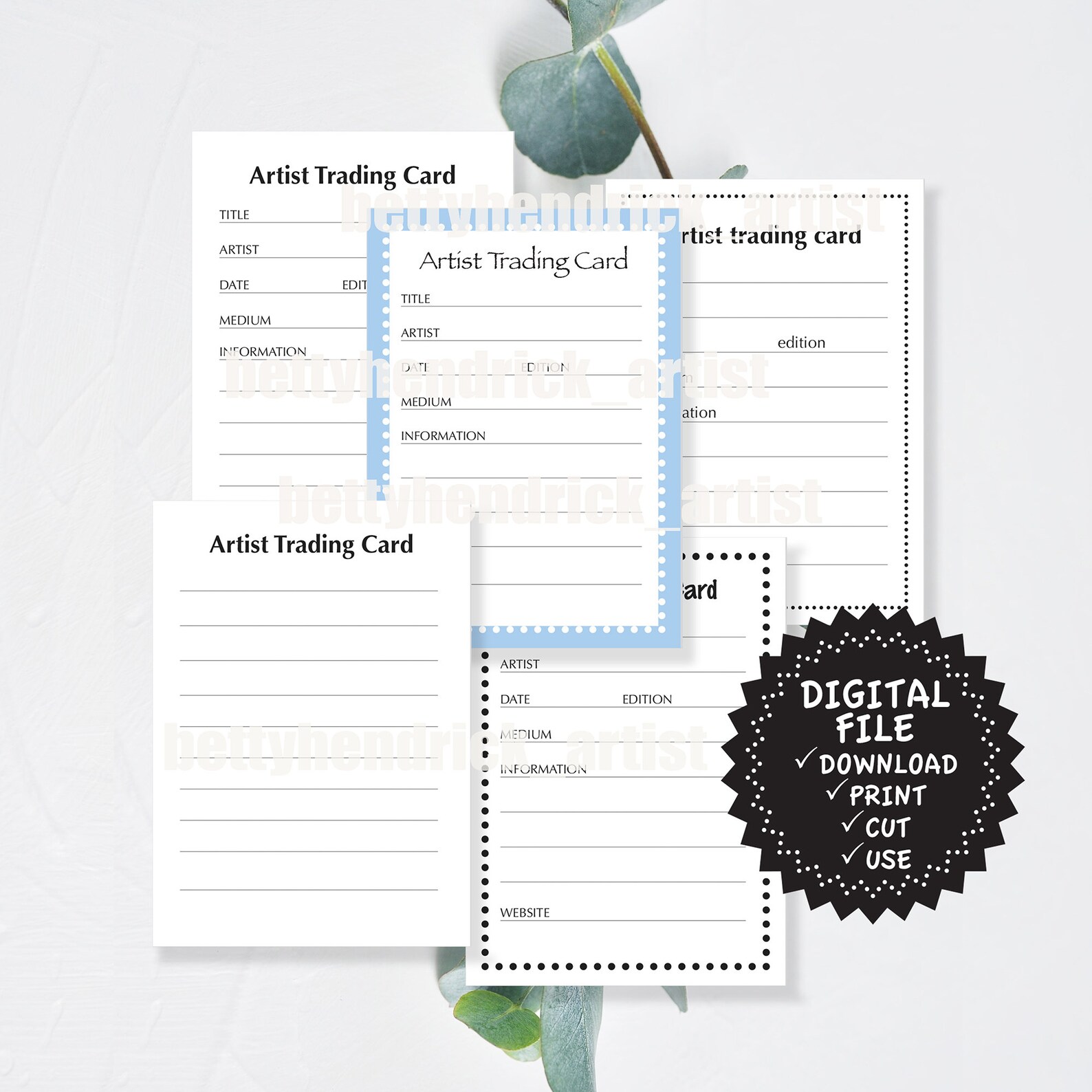 40 Artist Trading Cards Backs ATC Card Backs Digital Artist - Etsy Canada