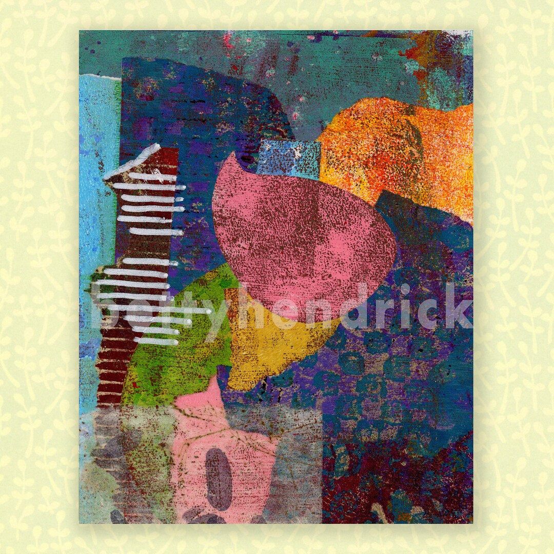 Rain Drops Painted Paper Collage, Abstract Landscape Painting Collage ...