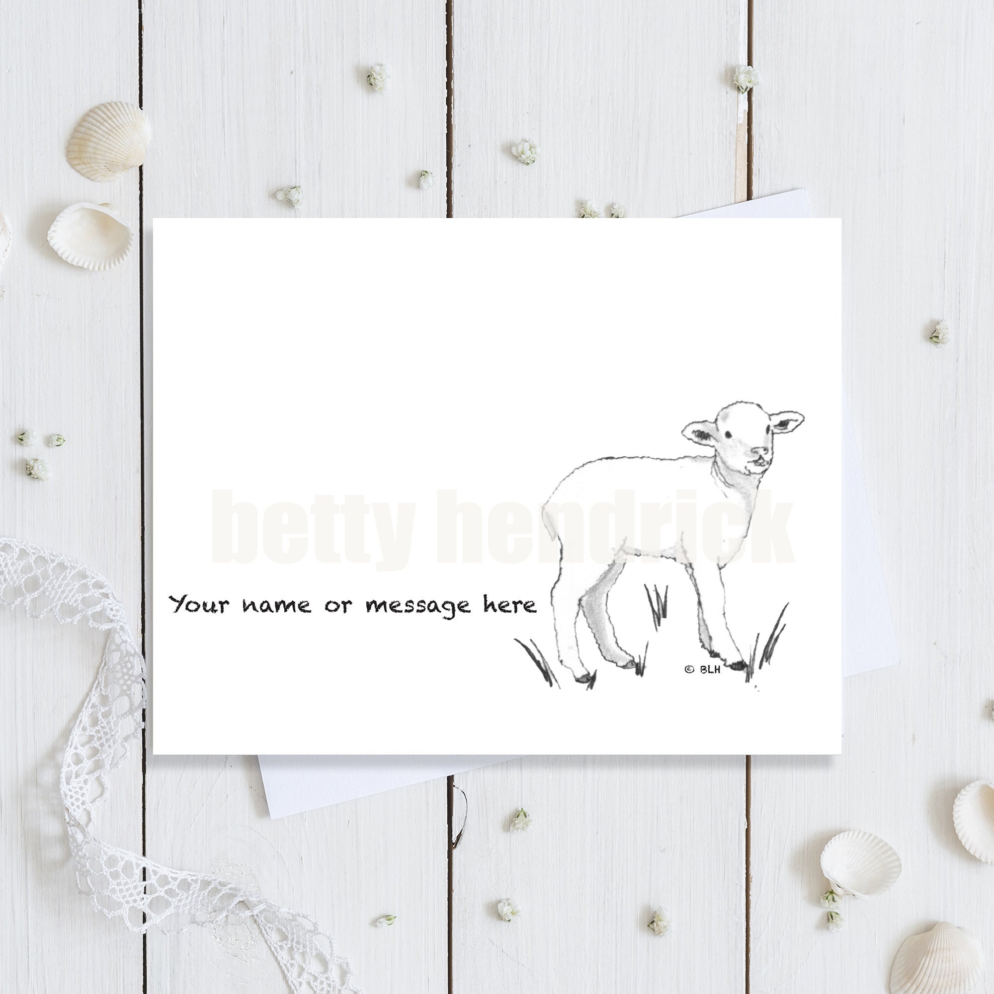 Lamb Note Card Personalized Printed Lamb Card Set Baby Sheep - Etsy UK
