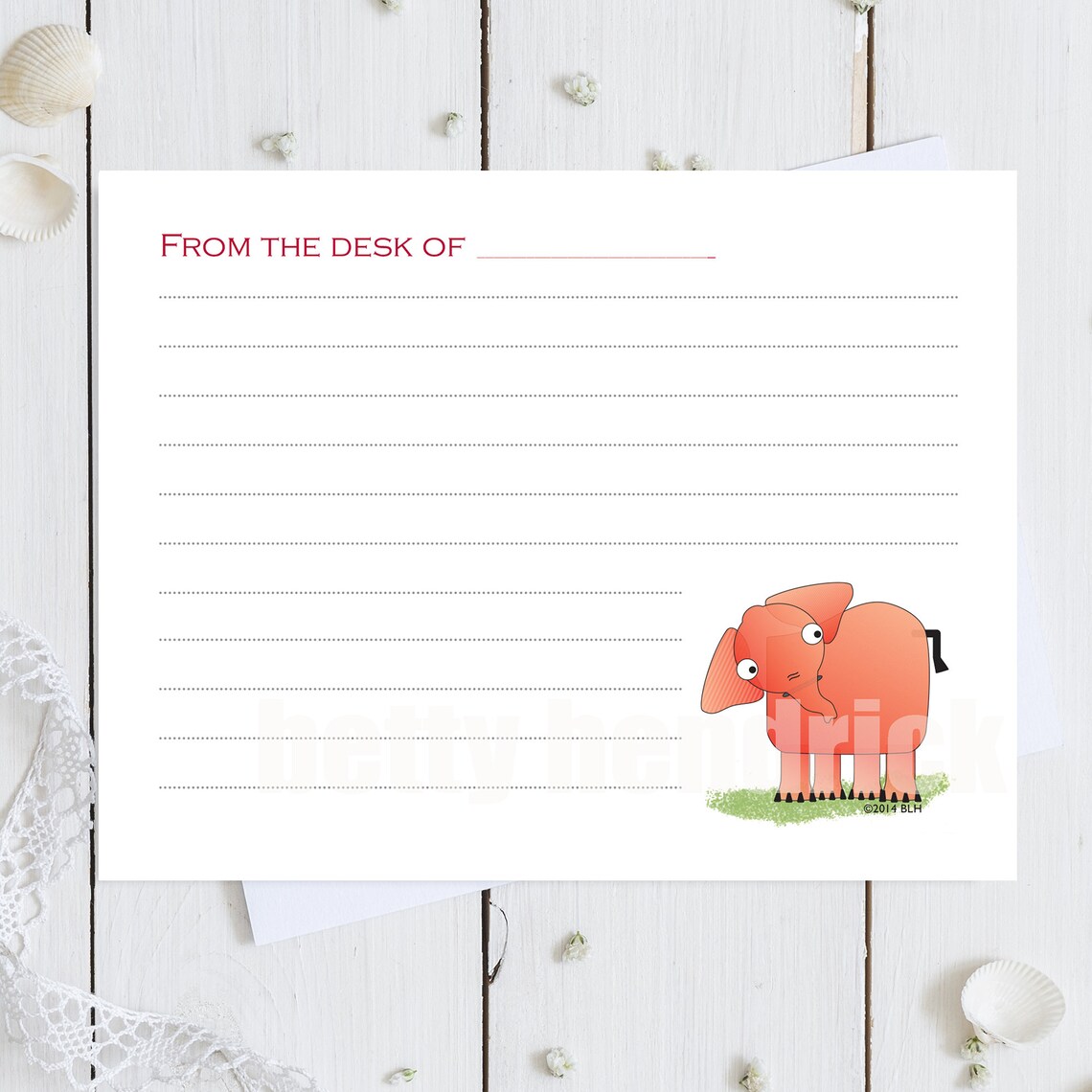 Elephant Note Card Printable Elephant Ruled Word Card Set to - Etsy