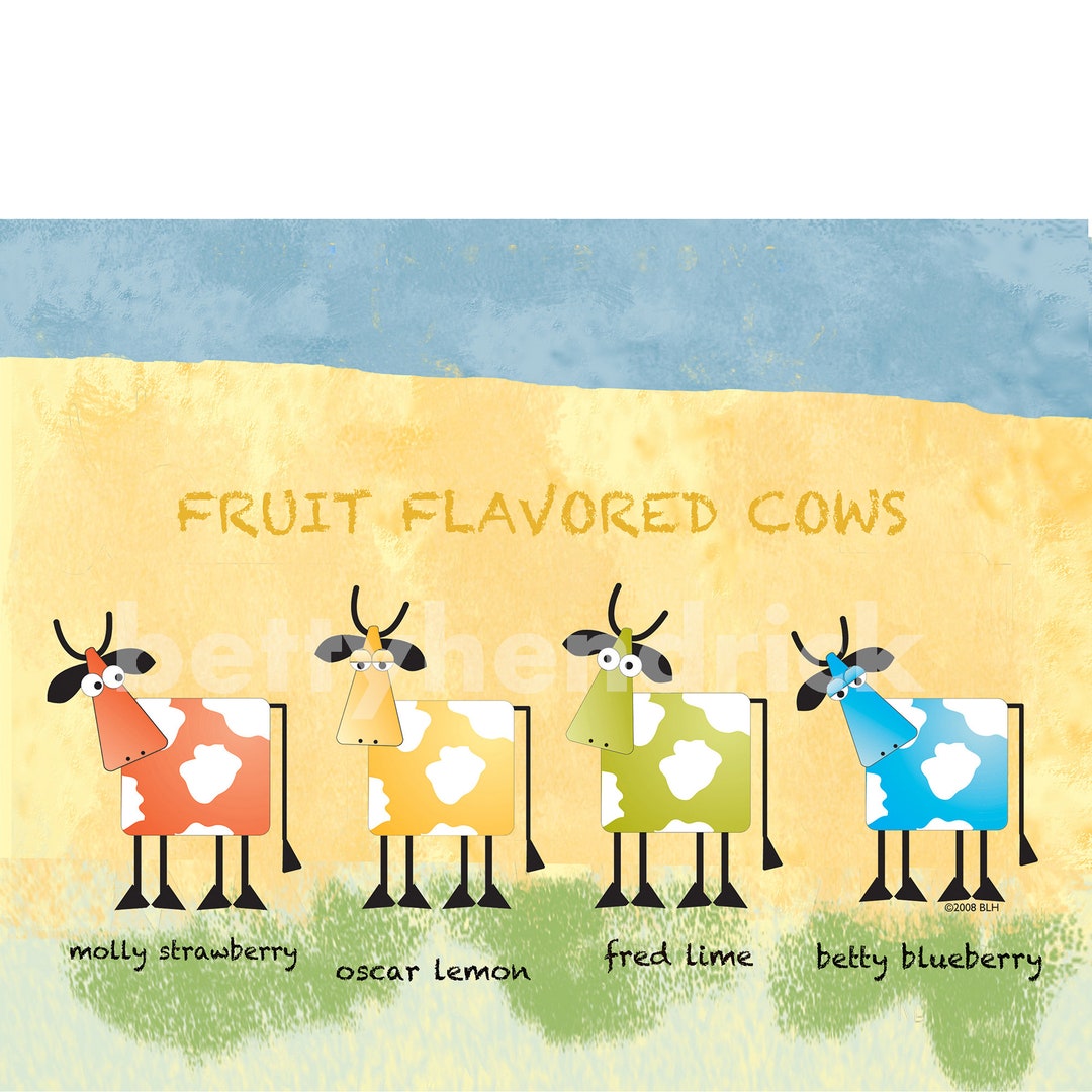 Cow Print Poster Funny Cow Cartoon Print Four Cows Cartoon - Etsy