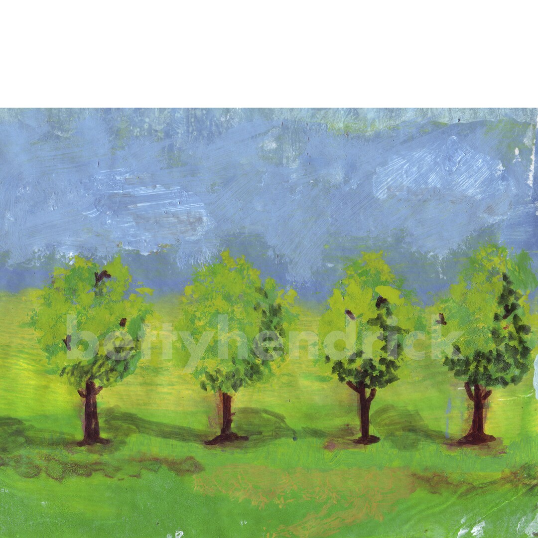 Tree in A Row Tree Line Painting Tree Line Landscape Acrylic - Etsy