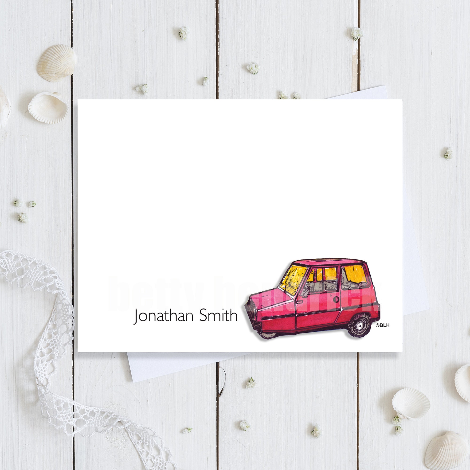 Three Wheel Car Card Personalized, Printable Red Car Card, 3 Wheel Car ...