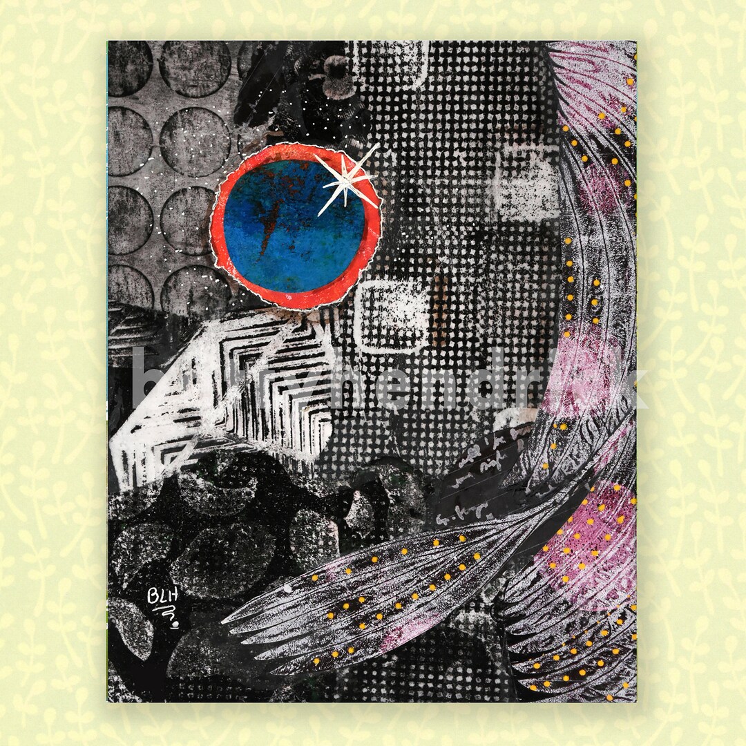 Eclipse From the Moon Collage Landscape, Abstract Landscape Painting ...