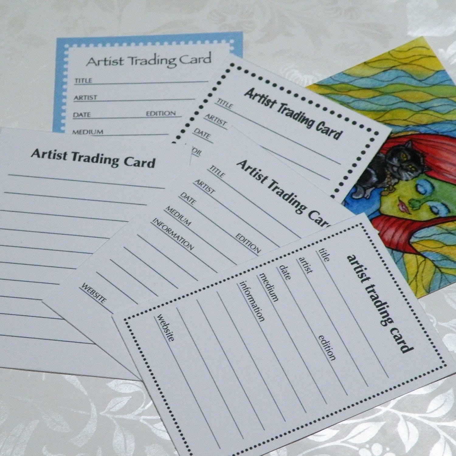 40 Artist Trading Cards Backs ATC Card Backs Digital Artist | Etsy