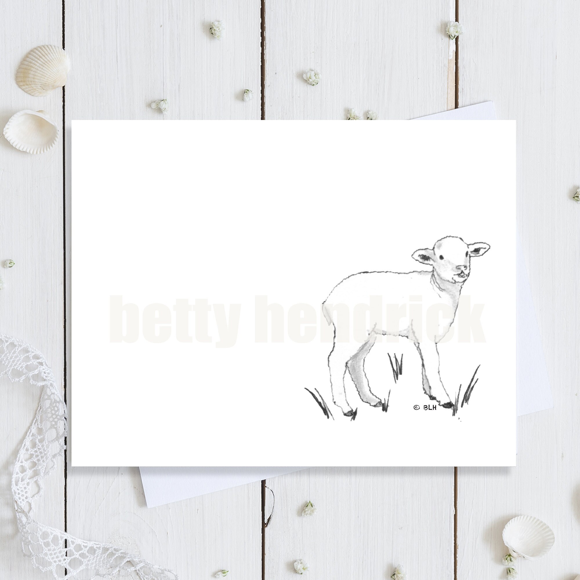 Lamb Note Card Personalized Printed Lamb Card Set Baby Sheep - Etsy UK