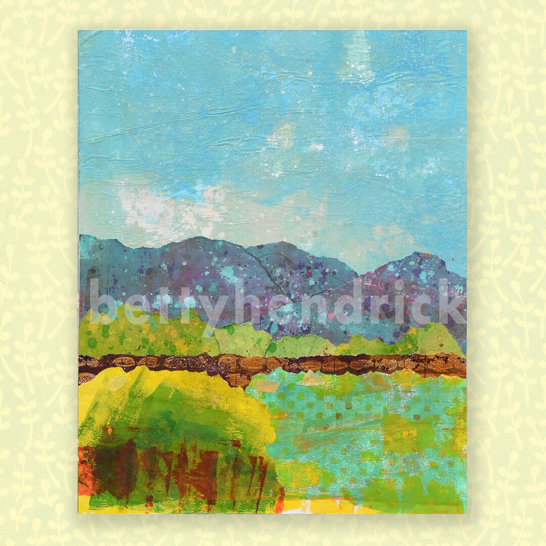 Collage Landscape Abstract Landscape Painting Collage Wall Art Print ...