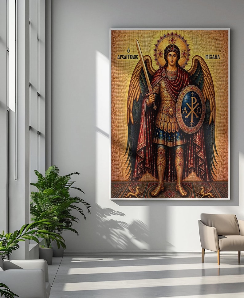Archangel Michael Icon Print | Byzantine Orthodox Wall Art | Archangel ...