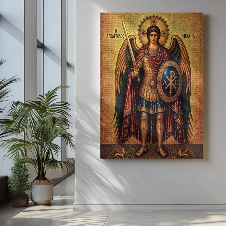 Archangel Michael Icon Print | Byzantine Orthodox Wall Art | Archangel ...