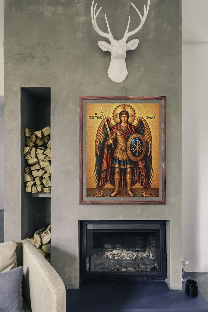 Archangel Michael Icon Print | Byzantine Orthodox Wall Art | Archangel ...