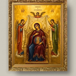 Pregnant Theotokos Icon Print | Panagia Engymonousa Orthodox Byzantine ...