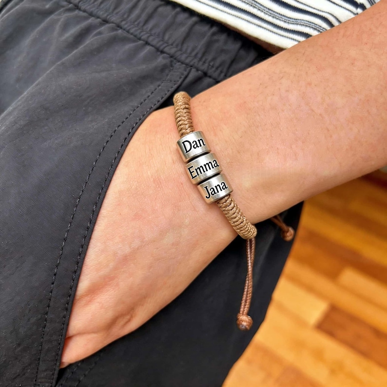 Custom Men Bracelet With Family Name, Custom Couple Bracelet ...