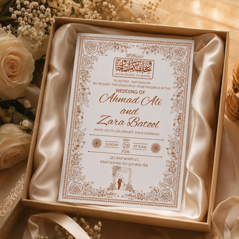 Editable Nikkah Invitation Template | Elegant Nikkah Card| Islamic ...