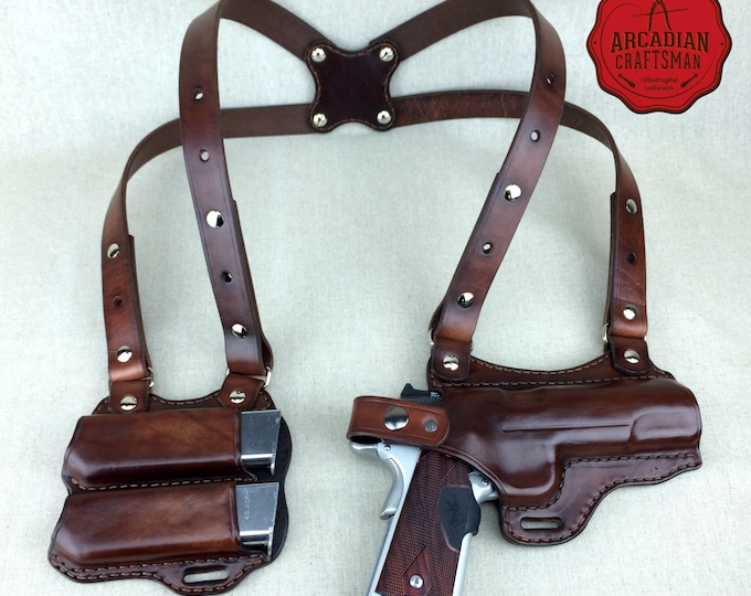Handmade 1911 Shoulder Holster With Magazine Carrier Custom Sizes ...