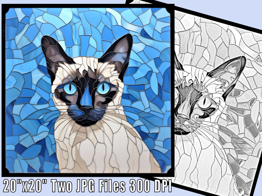 Siamese Cat Stained Glass Pattern Print Download Digital Art - Etsy