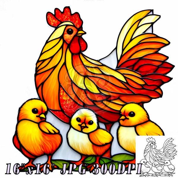 Stained Glass Chickens Etsy