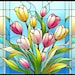 Tulip Floral Stained Glass Pattern Print, Download Digital Art, 2 Files ...