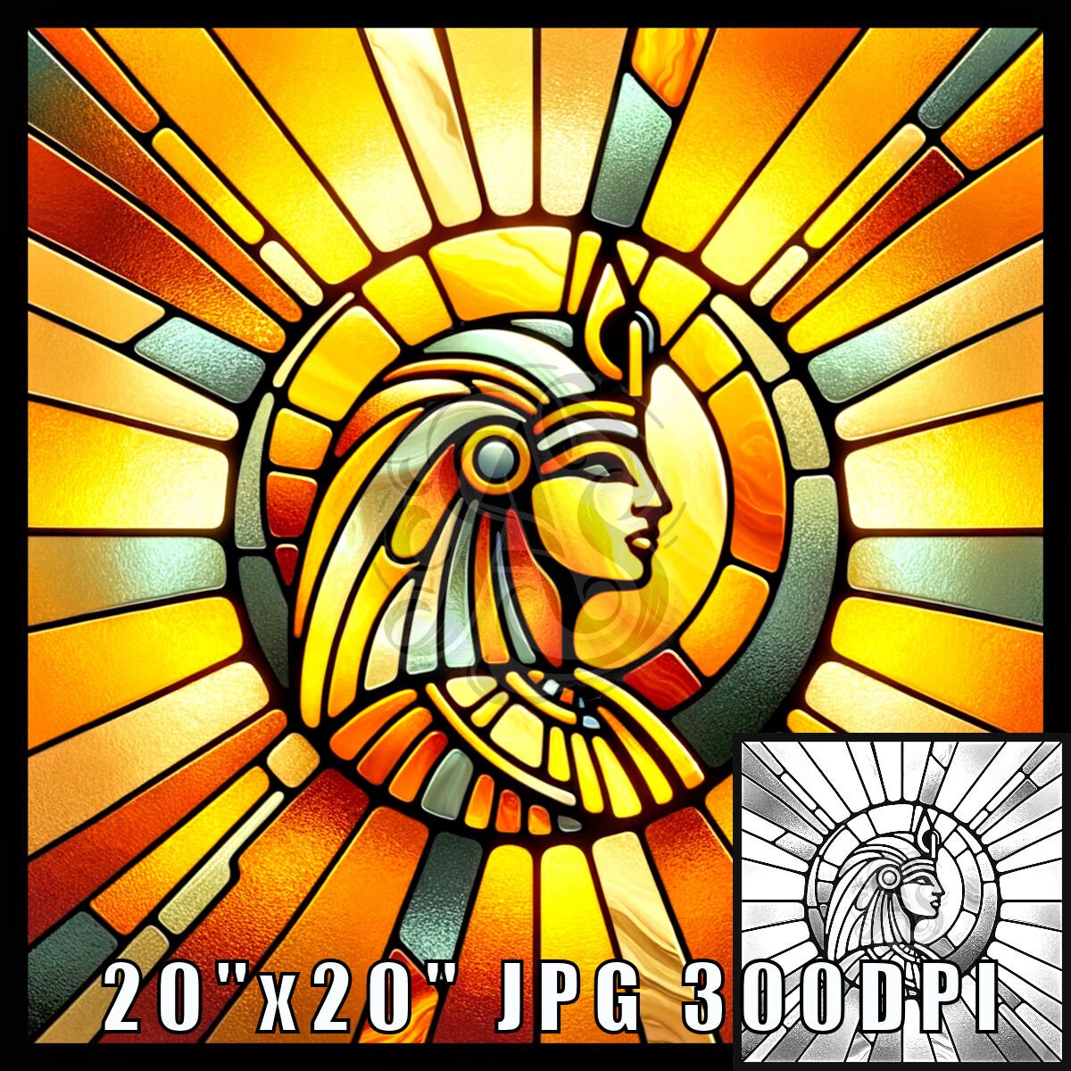 Egyptian God Ra Stained Glass Pattern Print, Download Digital Art, up ...