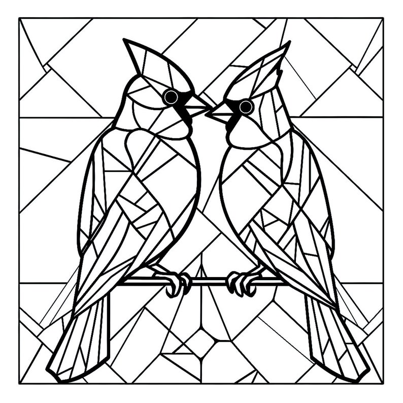 Cardinals Stained Glass Style Coloring Book Sheets, Download Digital ...