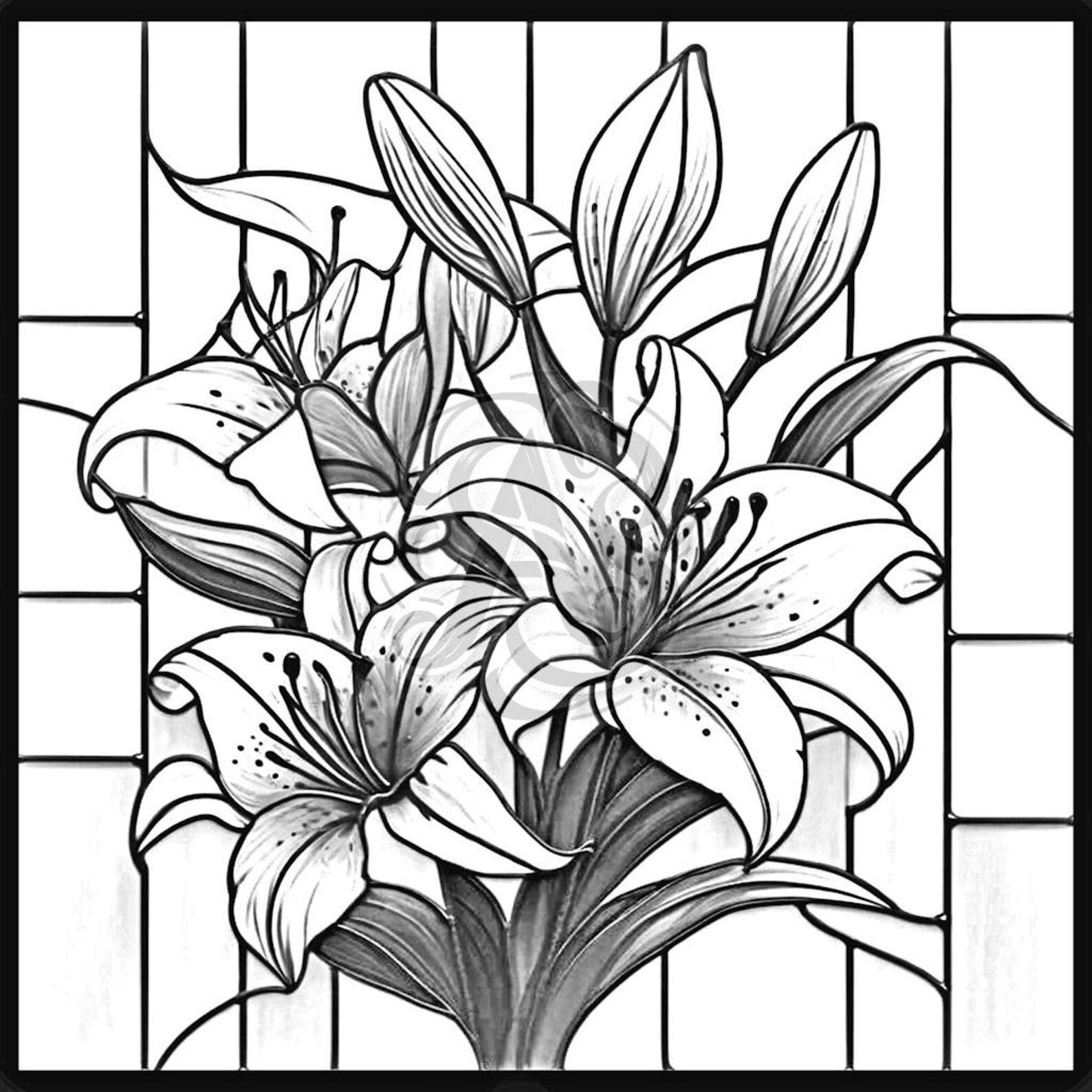 Pink Lily Flower Stained Glass Style Print, Download Digital Art, 2 ...