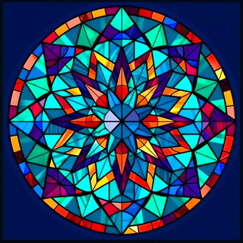 Mandala Stained Glass Pattern Prints Download Digital Art - Etsy