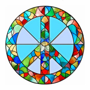 Colorful Peace Symbol Stained Glass Pattern Print, Download Digital Art ...