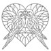Two Parakeets Heart Stained Glass Pattern Print, Download Digital JPG ...