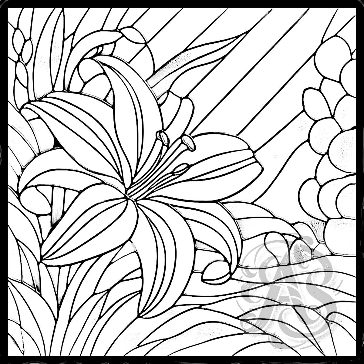White Lily Flower Stained Glass Style Print, Download Digital Art, 2 ...
