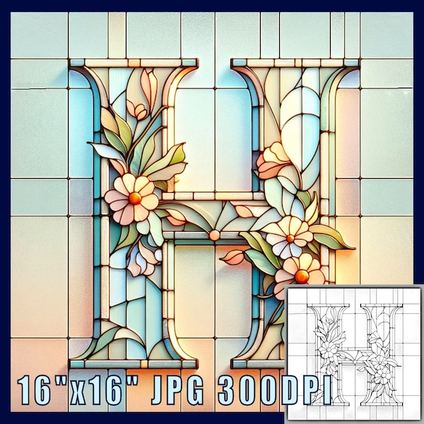 Stained Glass Letter H Pattern - Etsy