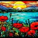Sunrise Over Poppy Field Stained Glass Style Print, Download Digital ...
