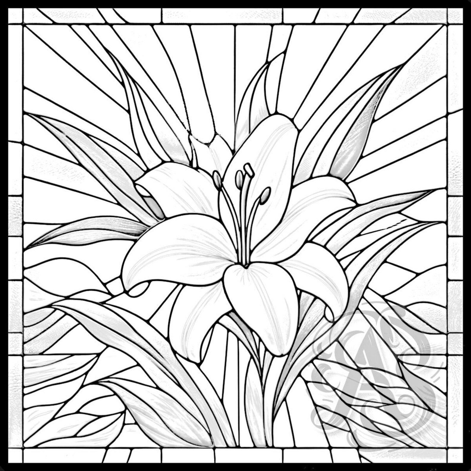 Easter Lily Flower Stained Glass Pattern Print, Download Digital Art, 2 ...