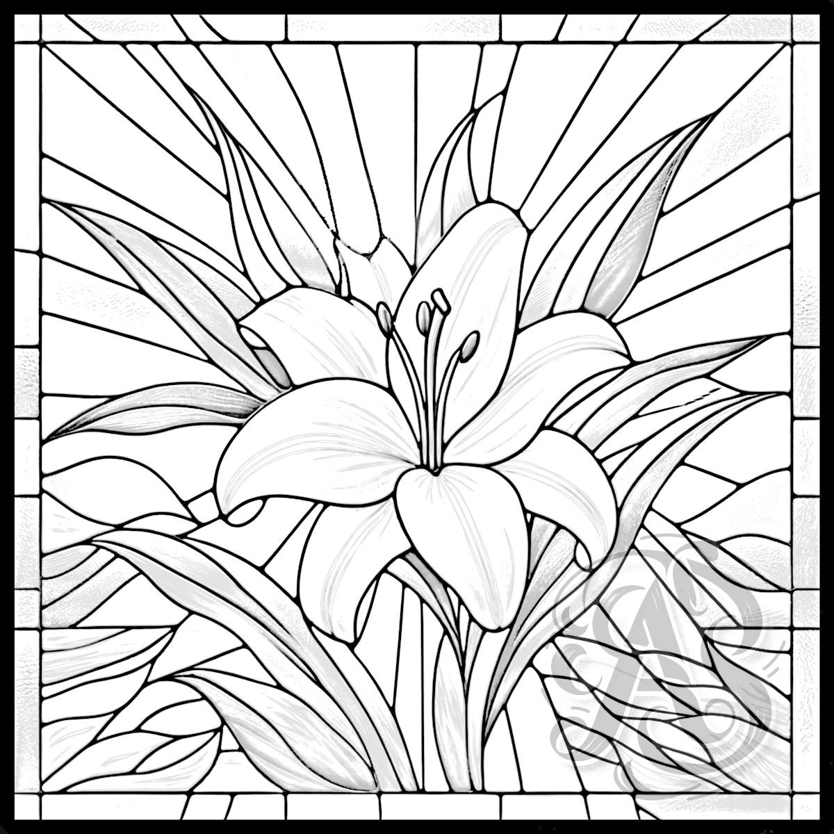 Easter Lily Flower Stained Glass Pattern Print, Download Digital Art, 2 ...